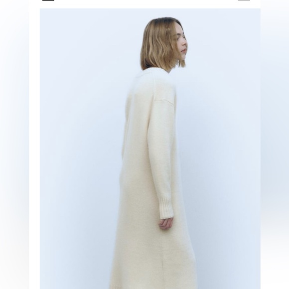 Zara | Dresses | Nwt Zara Cashmere Vneck Midi Dress Size M In Natural ...